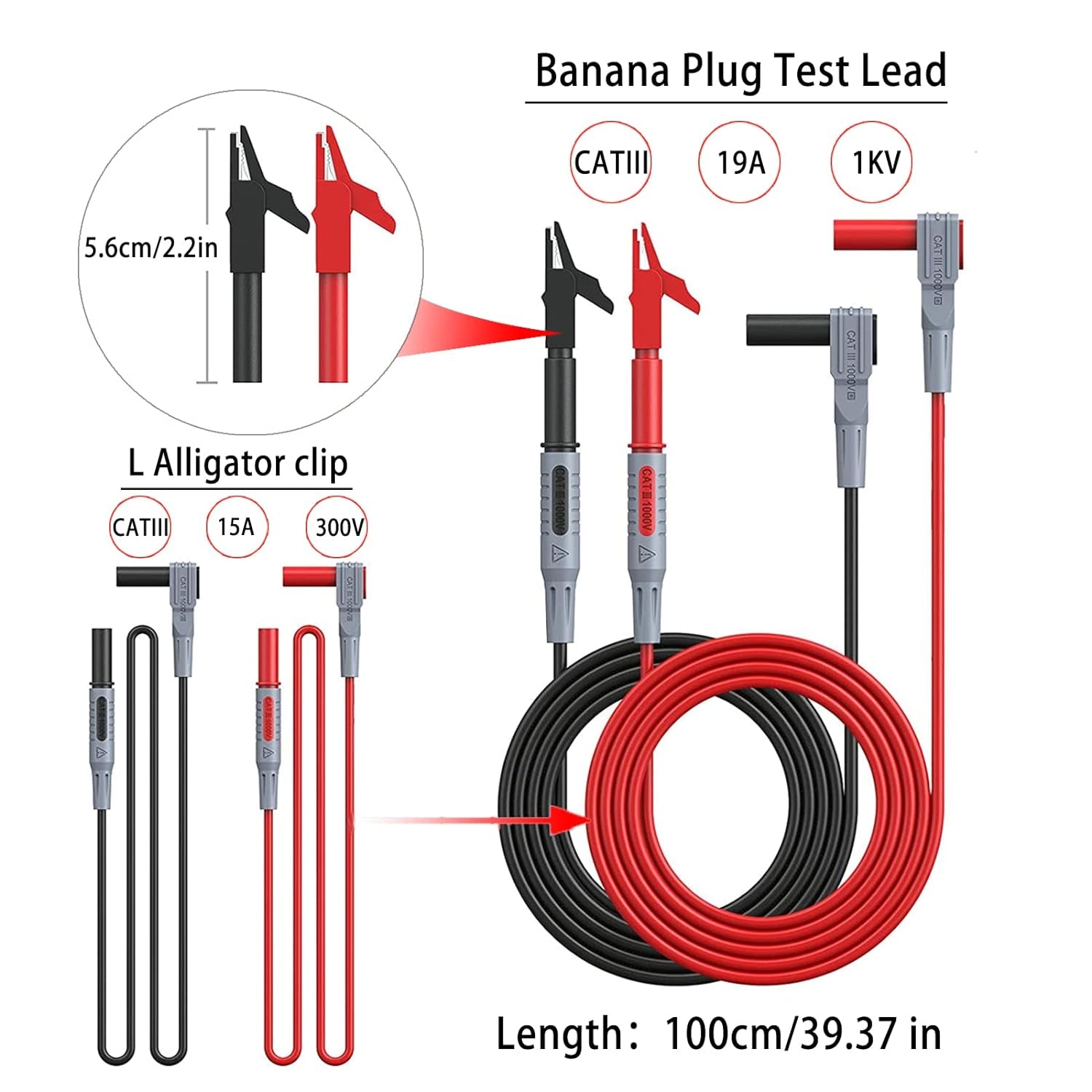 24 Pcs Multimeter Test Leads Set with Alligator Clips, Insulation Pier ...